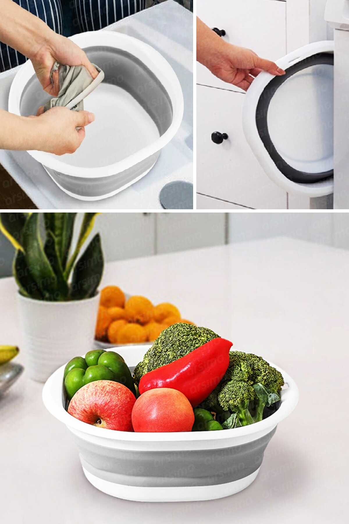 Arsimo Akordiyonlu Katlanabilir Badya Leğen 5 Litre - shopsa.com.tr