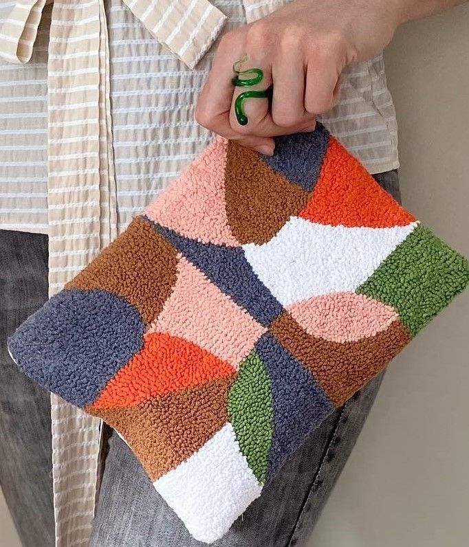 SinemArtDesigns Geometri Desenli Punch Çanta - shopsa.com.tr