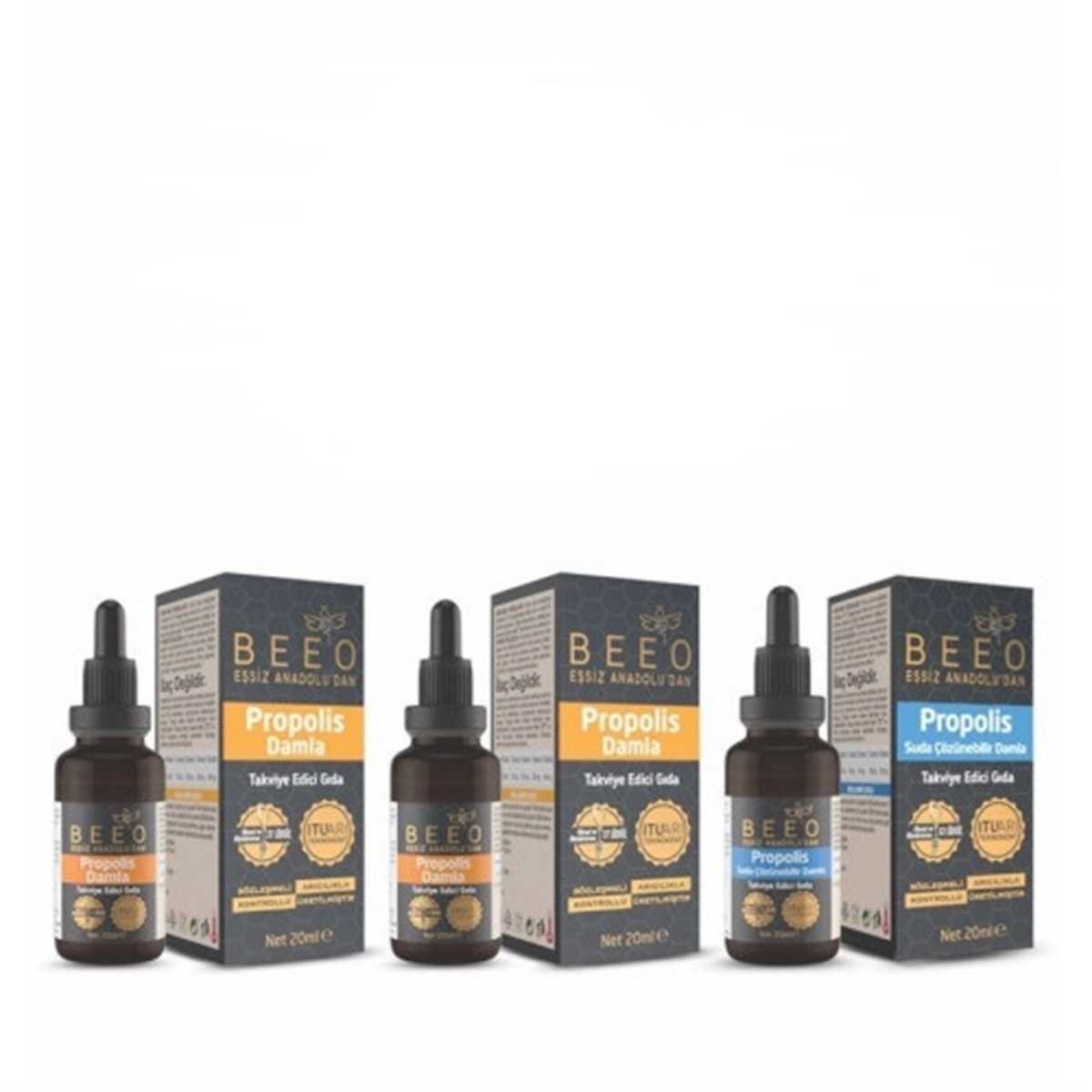 BEEO 2 Adet 20 ml Propolis Damla 1 Adet 20 ml Suda Çözünür Damla ...