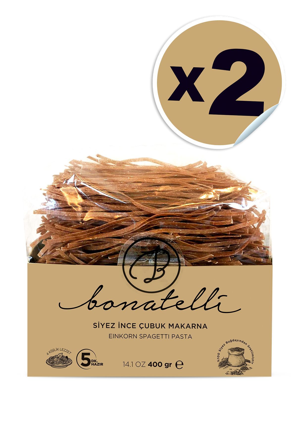 PASTA BONATELLİ 2Lİ SİYEZ İNCE ÇUBUK MAKARNA - shopsa.com.tr