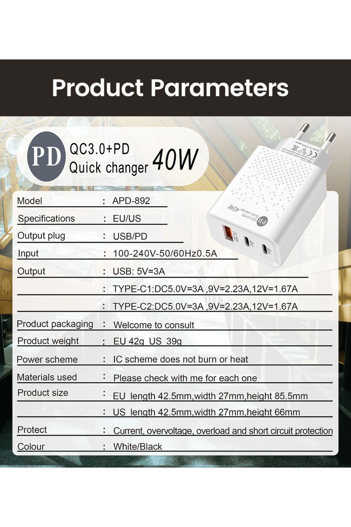 Zuidid 40W 2 PD+USB QC30 Hızlı Şarj Adaptörü - shopsa.com.tr