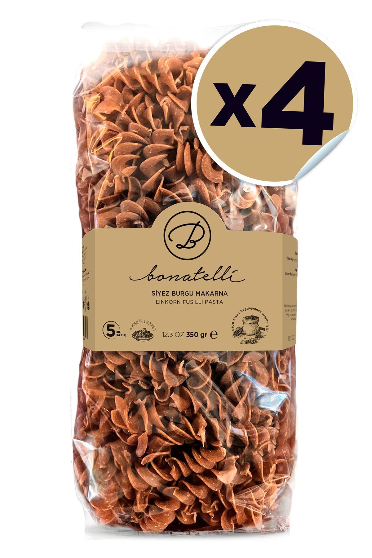 PASTA BONATELLİ 4LÜ SİYEZ BURGU MAKARNA - shopsa.com.tr