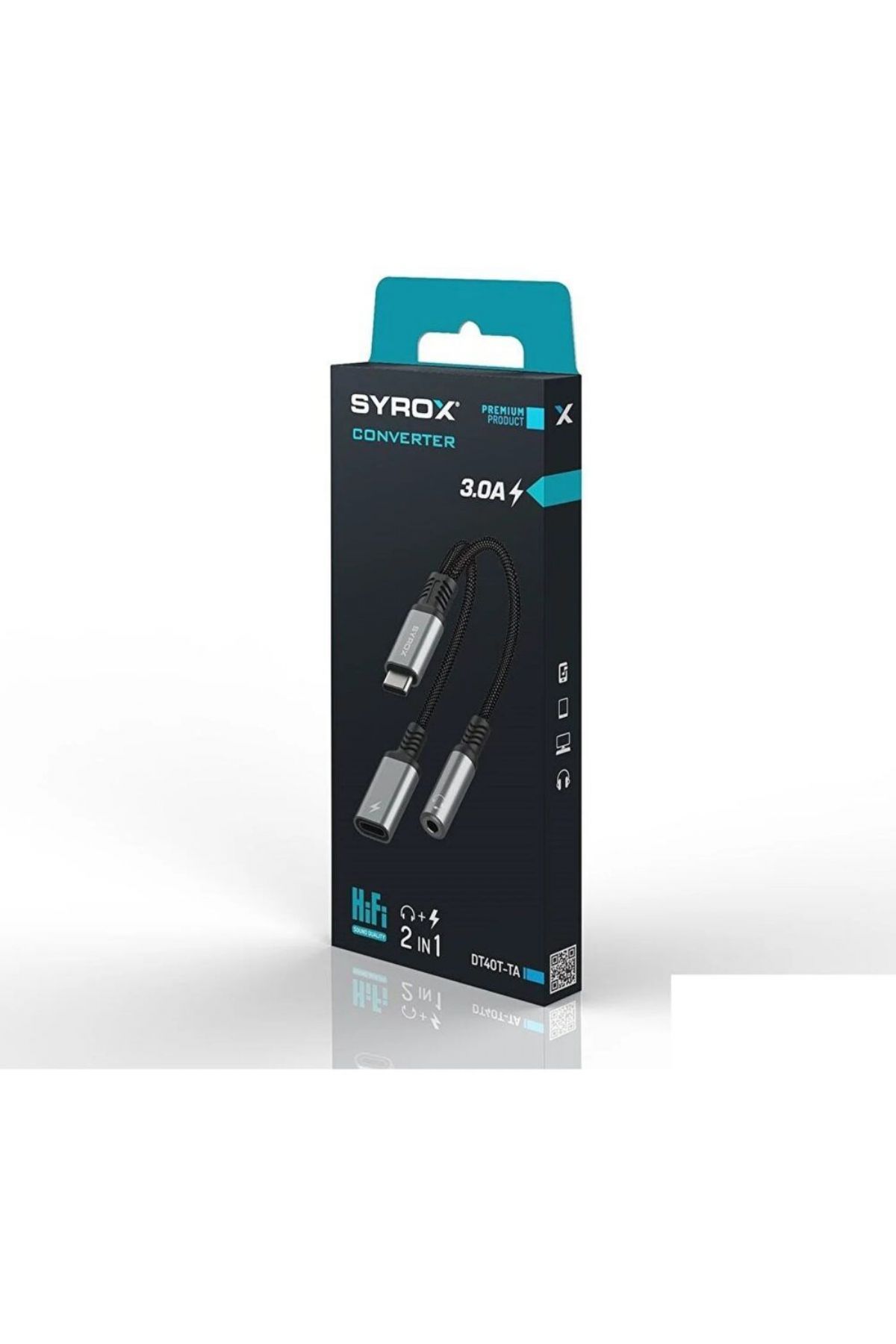 Syrox DT40T-TA 3A Type-C / Jack Dönüştürücü Kulaklık Şarj Dönüştürücü ...