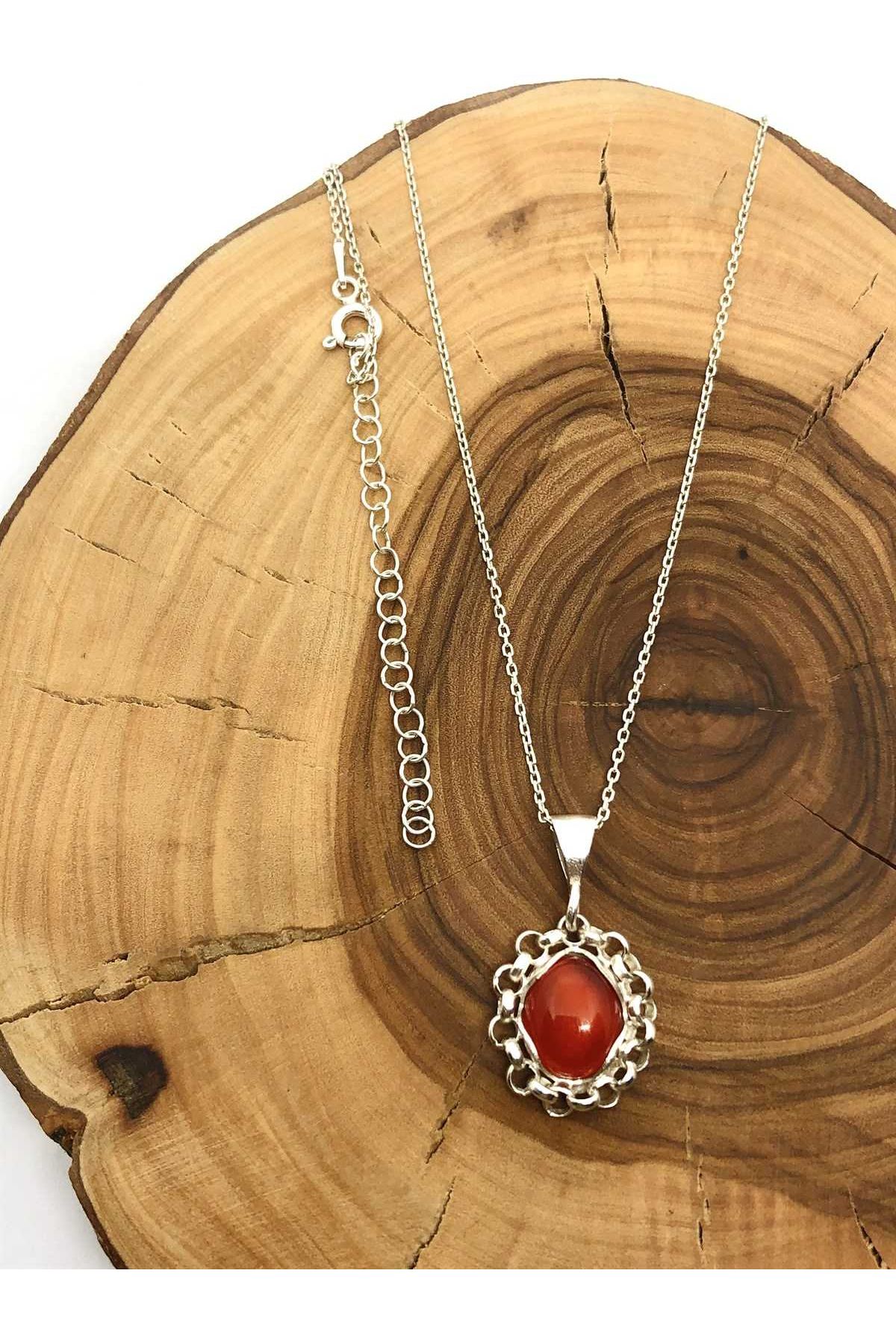 Atölye 925 Bakır Rengi Akik Taşlı Kolye - shopsa.com.tr